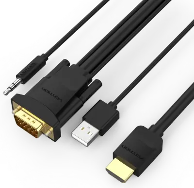 Vention ABIBI HDMI to VGA Cable with Audio Output & USB Power Supply 3m ...